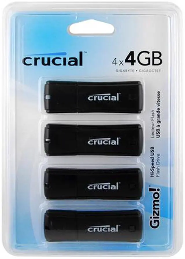 Crucial Gizmo! 16GB (4GB x 4) Flash Drive (USB2.0 Portable), 4 Pack ...