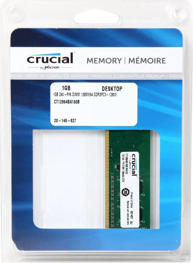Crucial 1GB DDR3 1600 (PC3 12800) Desktop Memory Model CT12864BA160B ...
