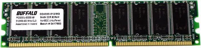 BUFFALO 512MB DDR 400 (PC 3200) System Memory Model DD4333-512/MG ...