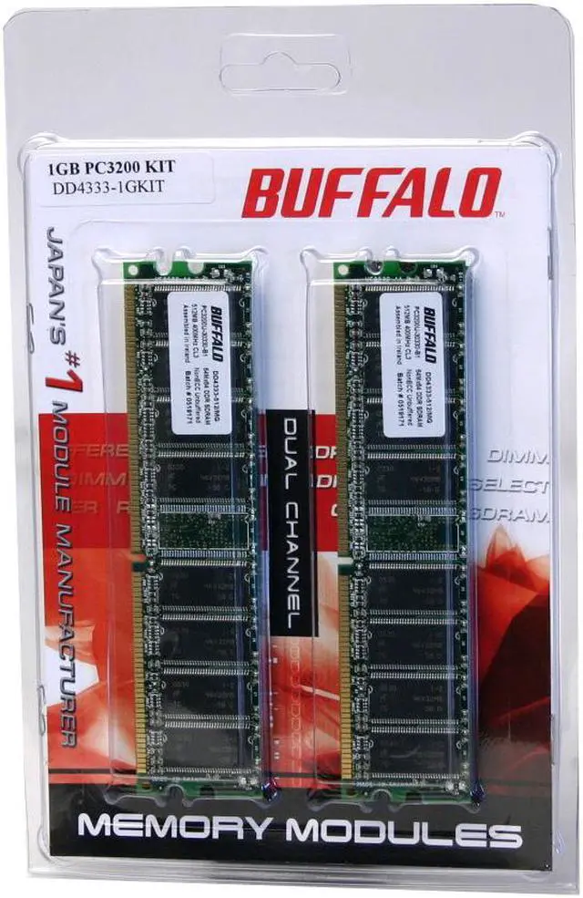 BUFFALO Major 1GB (2 x 512MB) DDR 400 (PC 3200) Dual Channel Kit System ...