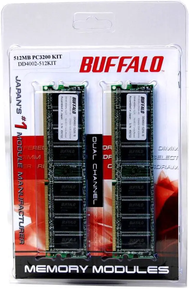 BUFFALO 512MB (2 x 256MB) DDR 400 (PC 3200) Dual Channel Kit System ...