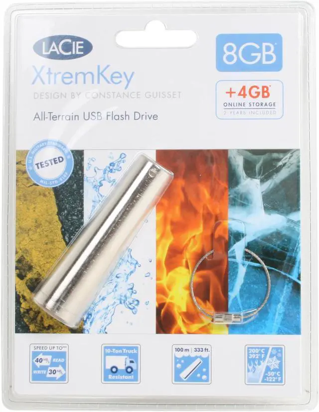 LaCie XtremKey 8GB All-Terrain USB 2.0 Flash Drive - Newegg.com