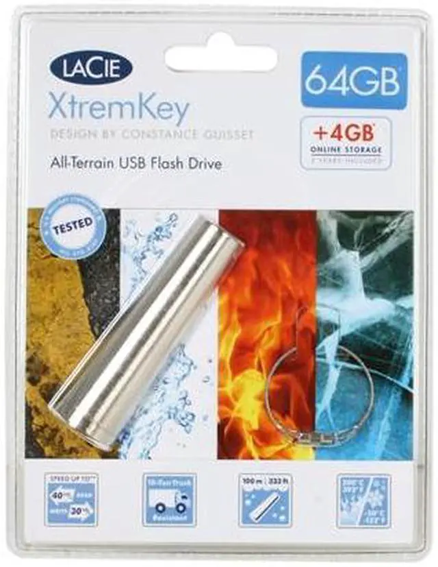LaCie XtremKey 64GB All-Terrain USB 2.0 Flash Drive - Newegg.com