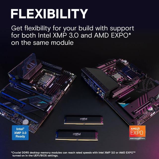 Crucial Pro Overclocking 64GB (2 x 32GB) DDR5 6000 (PC5 Crucial Pro Overclocking 64GB (2 x 32GB) DDR5 6000 (PC5