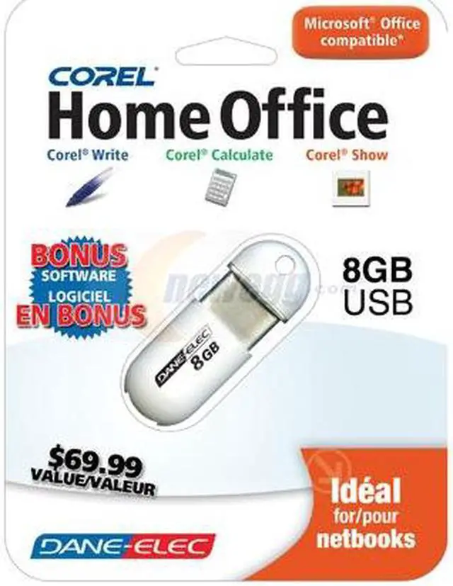 DANE-ELEC 8GB USB 2.0 Flash Drive with Corel Home Office - Newegg.com