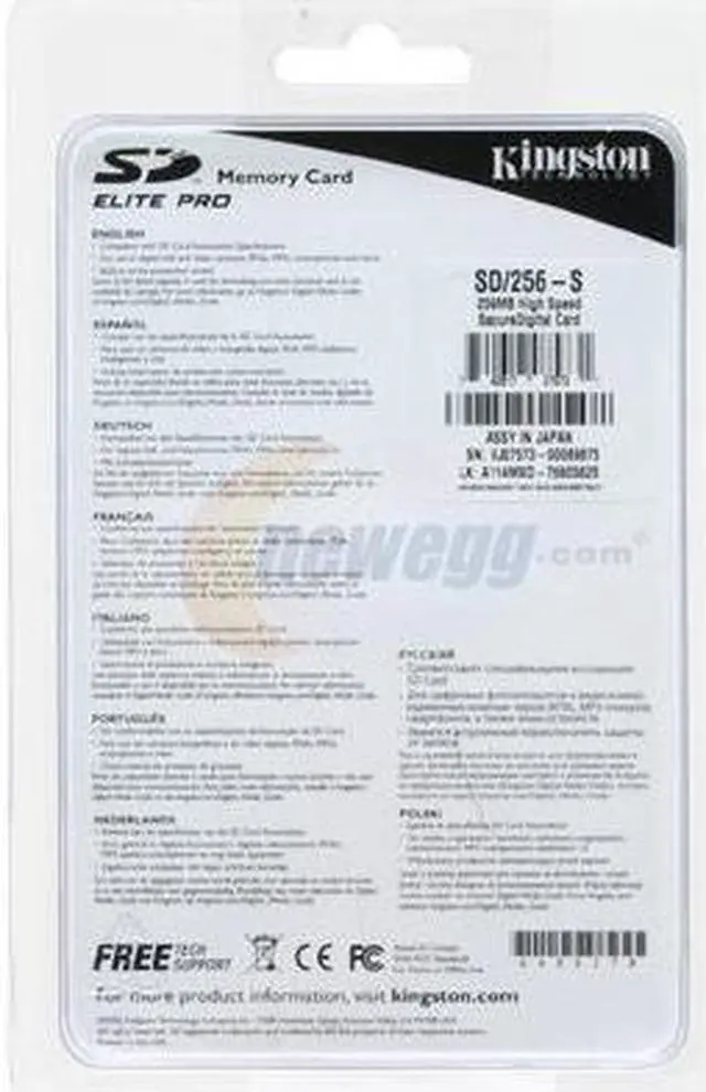 Kingston ELITE PRO 256MB Secure Digital (SD) Flash Media Model SD/256-S ...
