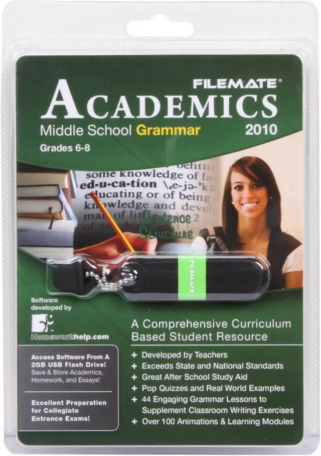 Wintec FileMate Academics 2GB USB 2.0 Flash Drive with Grammar Learning ...