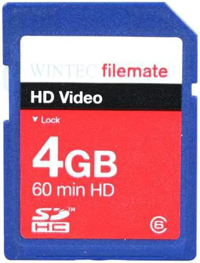 Wintec FileMate HD Video 4GB Secure Digital High-Capacity (SDHC) Flash Card Model 3FMSD4GBC6-R ...