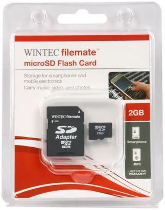 WINTEC FileMate 2GB Class 2 microSD Card with SD Adapter - Retail ...