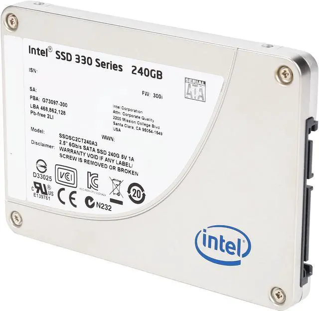Refurbished: Intel 330 Series 2.5" 240GB SATA III MLC Internal Solid State Drive (SSD ...
