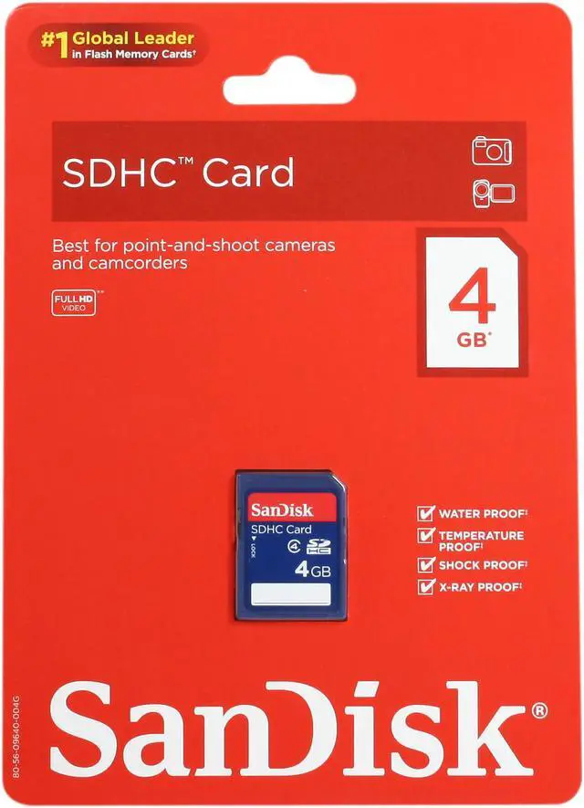 SanDisk 4GB Secure Digital High-Capacity (SDHC) Flash Card Model SDSDB ...