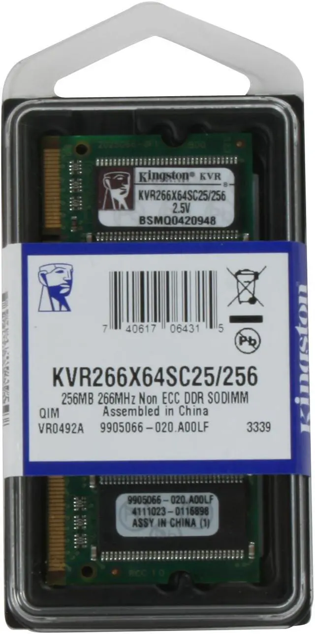 Kingston ValueRAM 256MB 200-Pin DDR SO-DIMM DDR 266 (PC 2100) Laptop ...