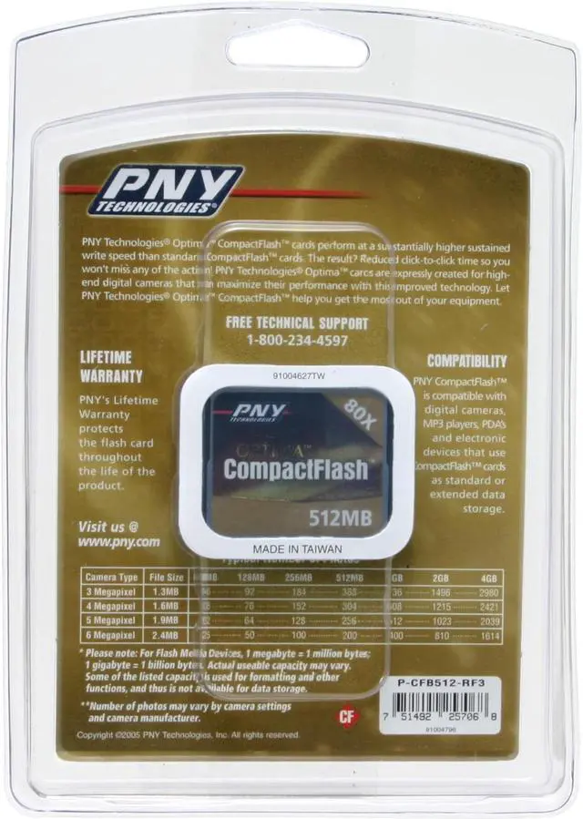 PNY 512MB Compact Flash (CF) Flash Media Model P-CFB512-RF3 - Newegg.com