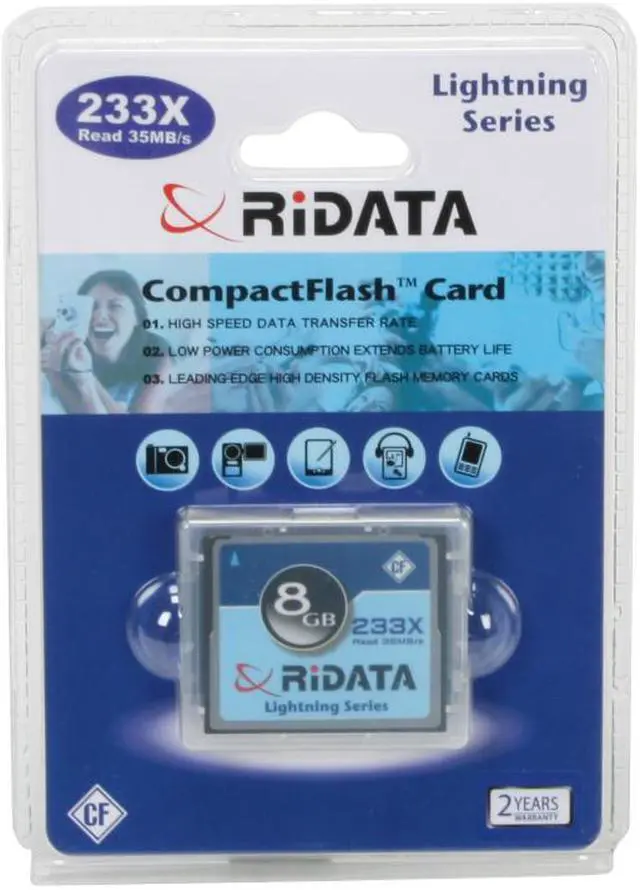 RiDATA 8GB Compact Flash (CF) Flash Card Model CFR8G-233X-LIG - Newegg.com