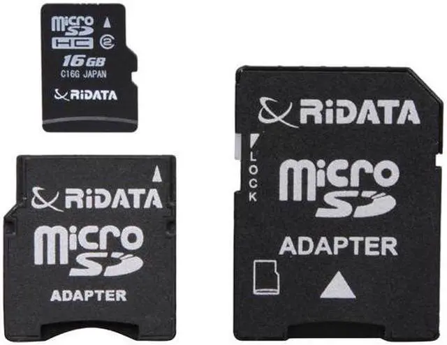 RiDATA Lightning Series 16GB microSDHC Flash Card w/2 Adapters (SD/Mini ...