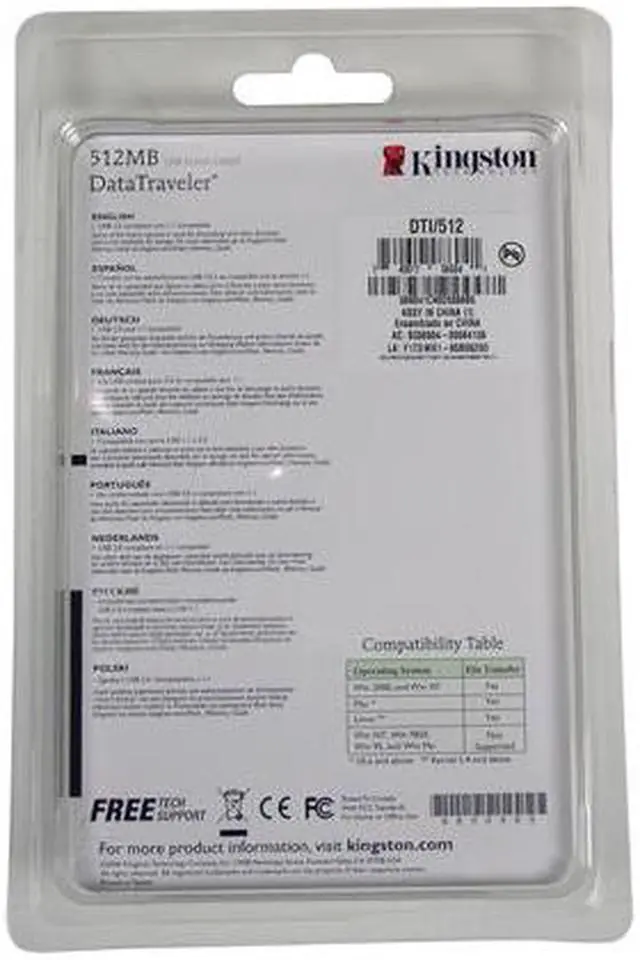 Kingston DataTraveler 512MB Flash Drive (USB2.0 Portable) - Newegg.com