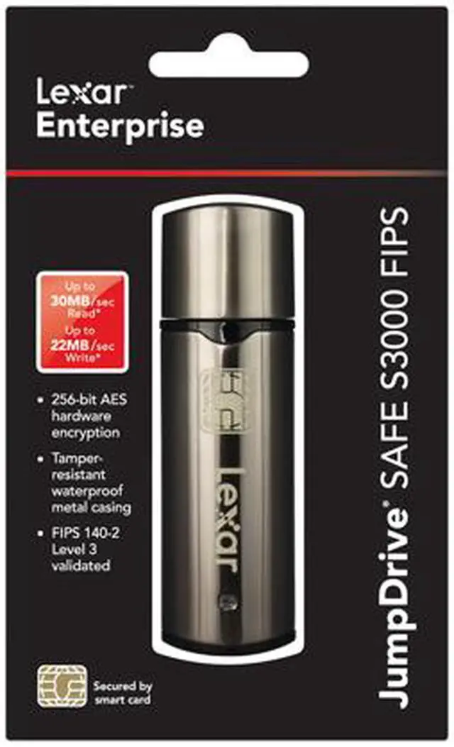 Lexar JumpDrive SAFE S3000 FIPS 8GB USB 2.0 Flash Drive 256bit AES ...