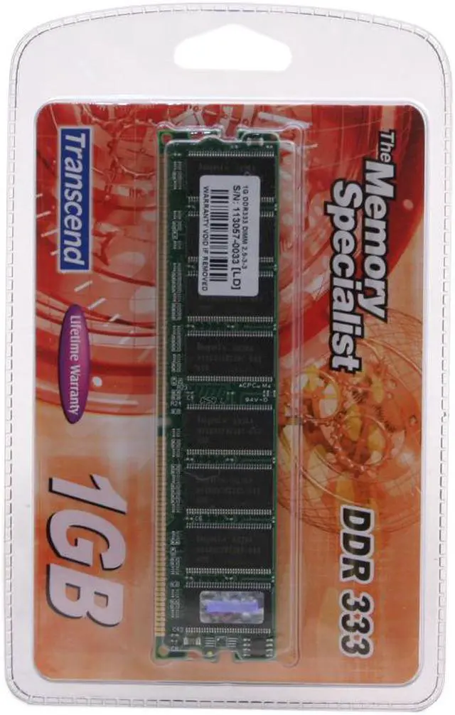 Transcend 1GB DDR 333 (PC 2700) System Memory Model TS333D-1024 - Newegg.com