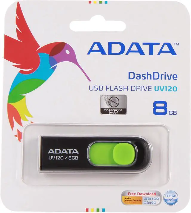 ADATA DashDrive UV120 8GB Capless Sliding USB 2.0 Flash Drive (Black ...