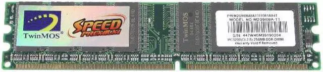 TwinMOS 256MB DDR 400 (PC 3200) System Memory Model TMSP400/256 ...