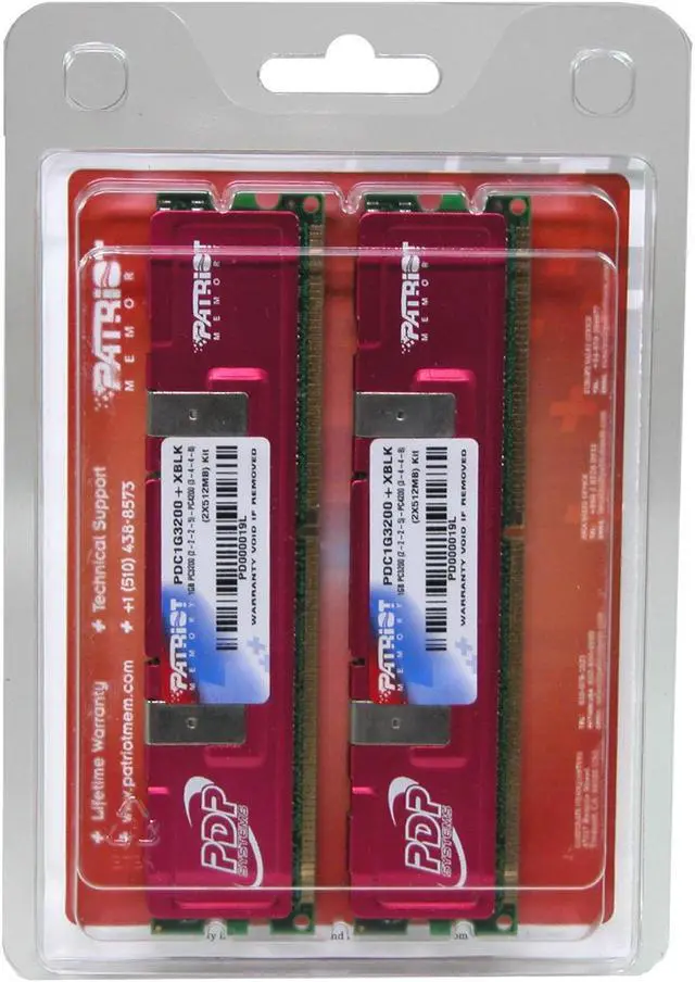 Patriot 1GB (2 x 512MB) DDR 400 (PC 3200) Dual Channel Kit Desktop ...