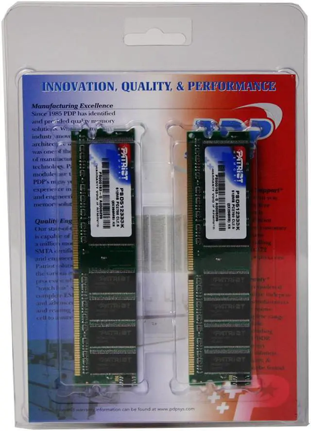 Patriot Signature 512MB (2 x 256MB) DDR 333 (PC 2700) Dual Channel Kit ...