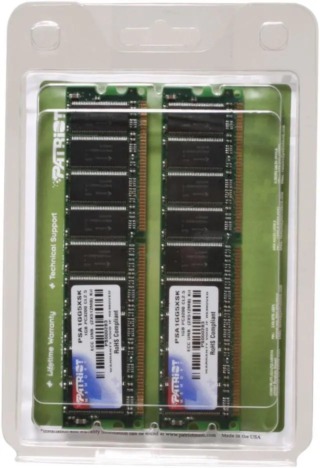 Patriot Memory 1GB (2 x 512MB) 184-Pin DDR SDRAM DDR 400 (PC 3200) Dual Channel Kit Memory for ...