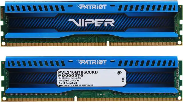Patriot Viper 3 Low Profile Blue 16GB (2 x 8GB) DDR3 1866 (PC3 15000 ...