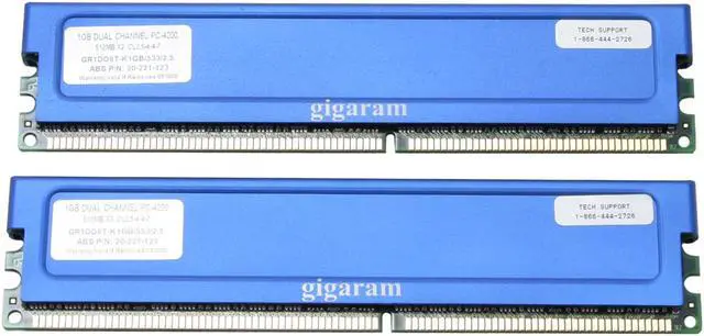gigaram 1GB (2 x 512MB) DDR 533 (PC 4200) DUAL CHANNEL System Memory ...