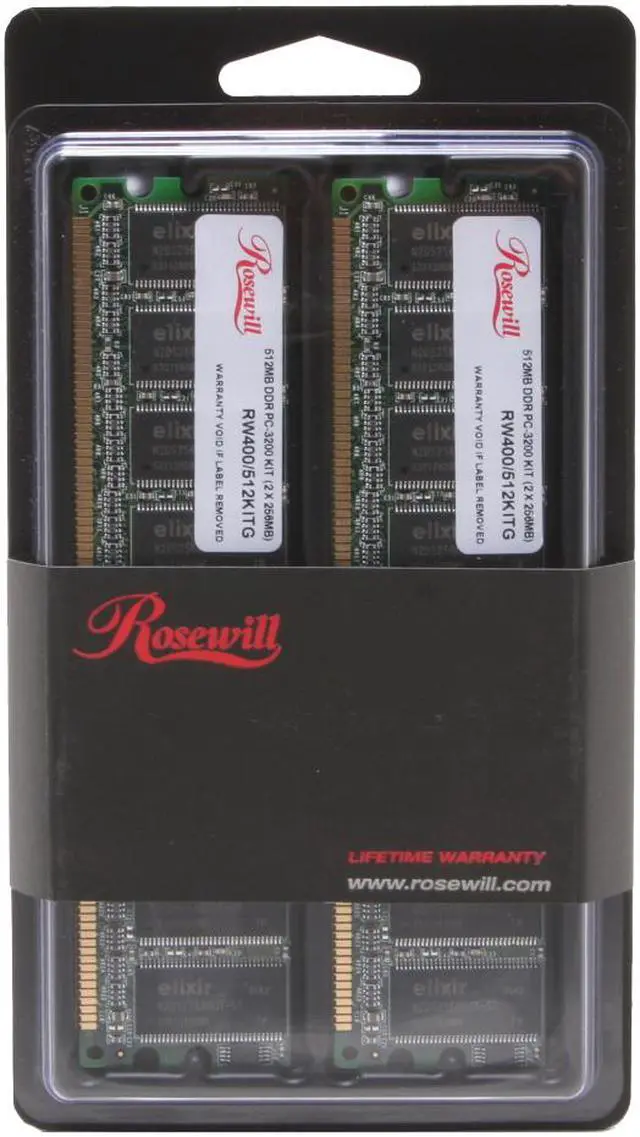 Rosewill 512MB (2 x 256MB) DDR 400 (PC 3200) Dual Channel Kit System ...