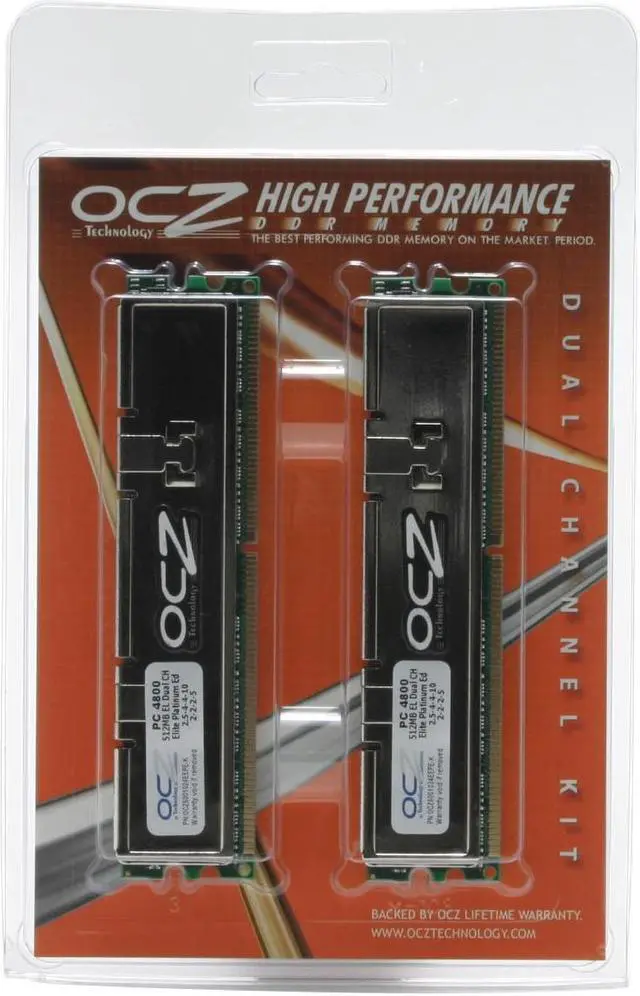 OCZ 1GB (2 x 512MB) DDR 600 (PC 4800) Dual Channel Kit System Memory ...