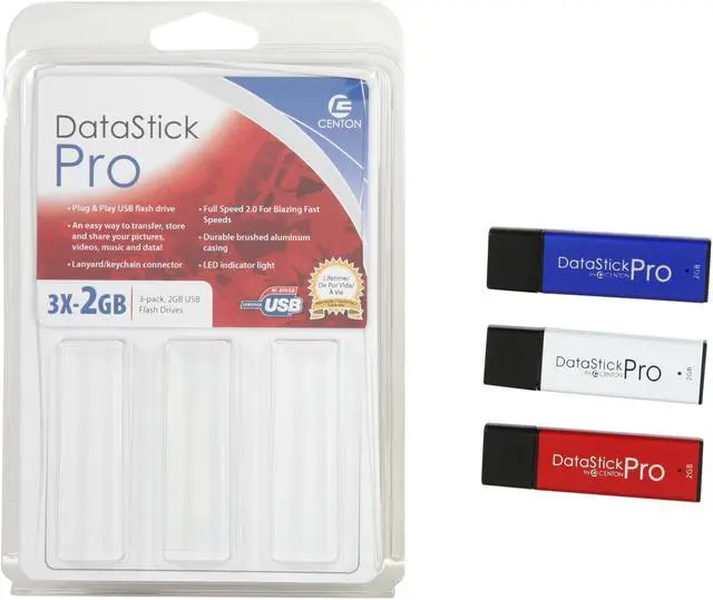 CENTON Multi-pack 6GB (2GB x 3) DataStick Pro USB 2.0 Flash Drive ...