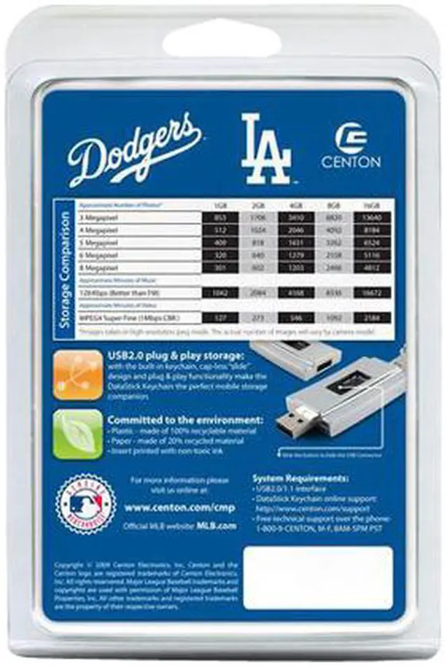 CENTON Los Angeles Dodgers - MLB 4GB DataStick Keychain USB 2.0 Flash ...
