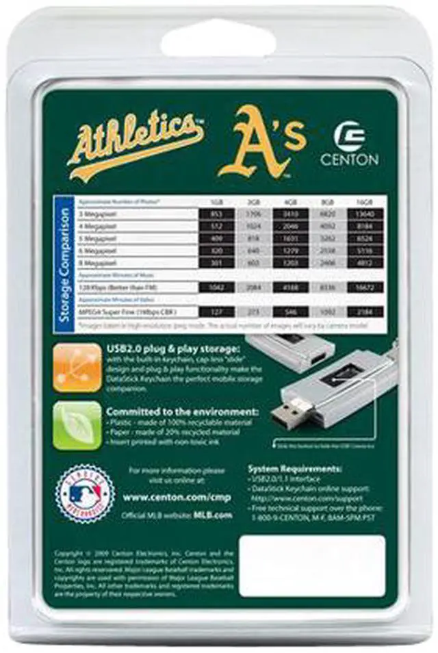 CENTON 4GB Oakland Athletics Edition DataStick Keychain USB 2.0 Flash ...