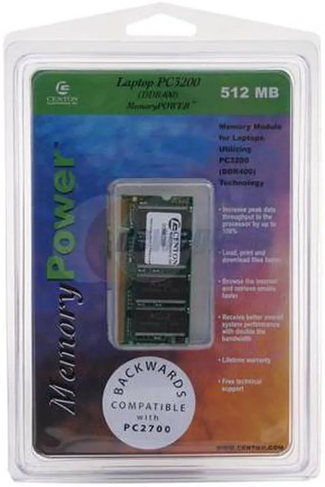 CENTON 512MB 200-Pin DDR SO-DIMM DDR 400 (PC 3200) Laptop Memory Model ...