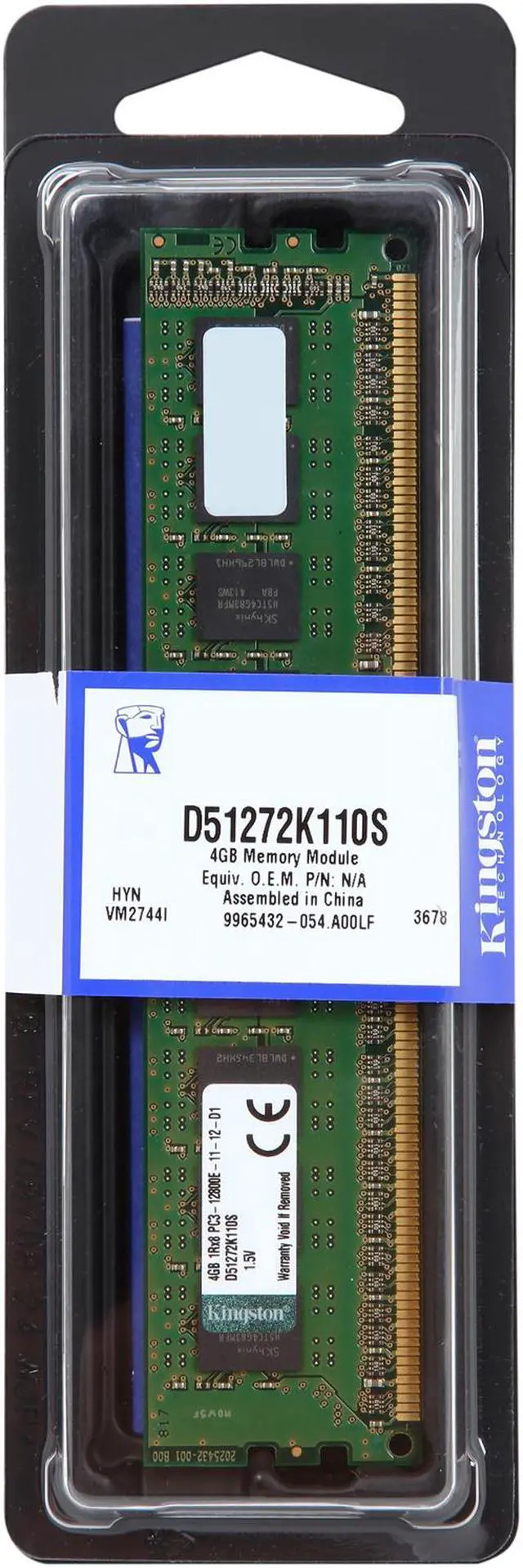 Kingston 4GB ECC Unbuffered DDR3 1600 (PC3 12800) Single Rank Server ...