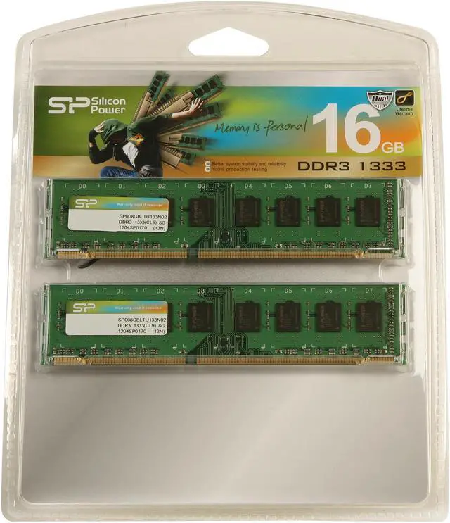 Silicon Power 16GB (2 x 8GB) DDR3 1333 (PC3 10600) Desktop Memory Model ...
