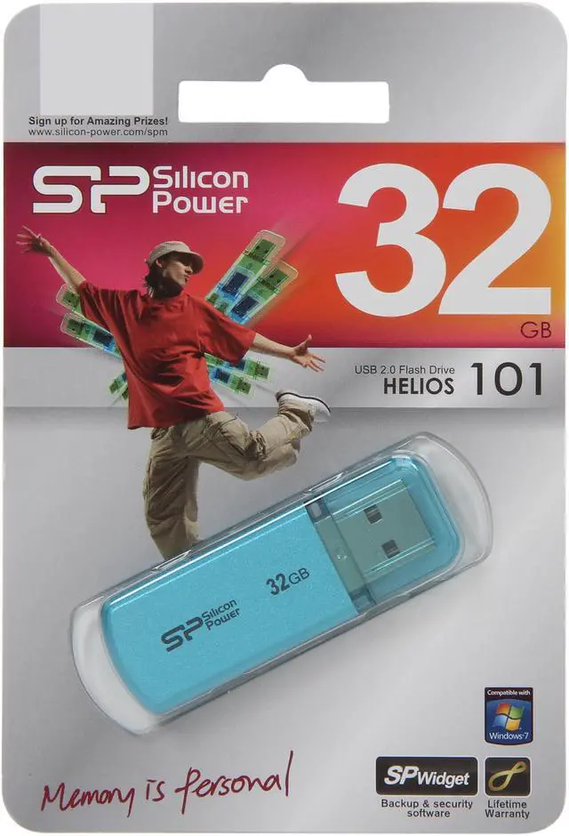 Silicon Power Helios 101 32GB USB 2.0 Flash Drive (Blue) Model ...