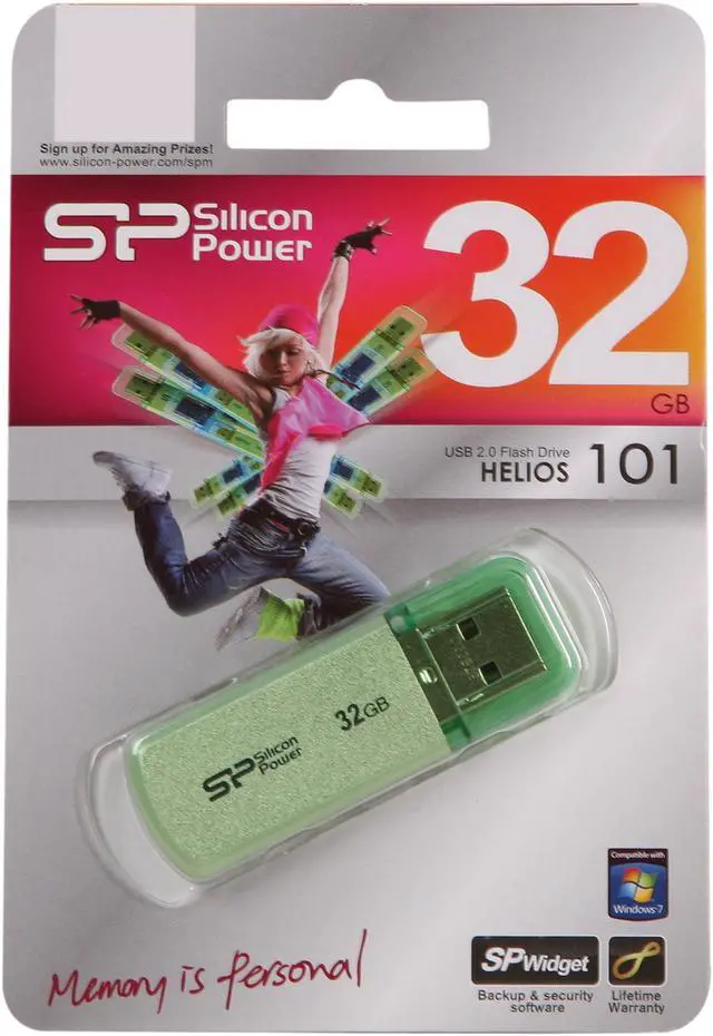 Silicon Power Helios 101 32GB USB 2.0 Flash Drive (Green) Model SP032GBUF2101V1N - Newegg.com