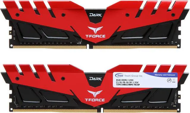 Team T-Force DARK 16GB (2 x 8GB) DDR4 3200 (PC4 25600) Desktop Memory ...