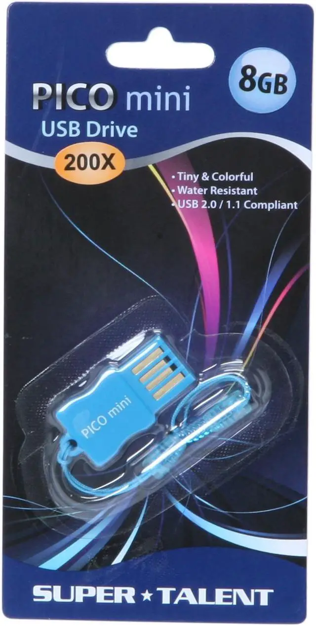 SUPER TALENT Pico Mini 8GB USB2.0 Flash Drive (Blue) - Newegg.com