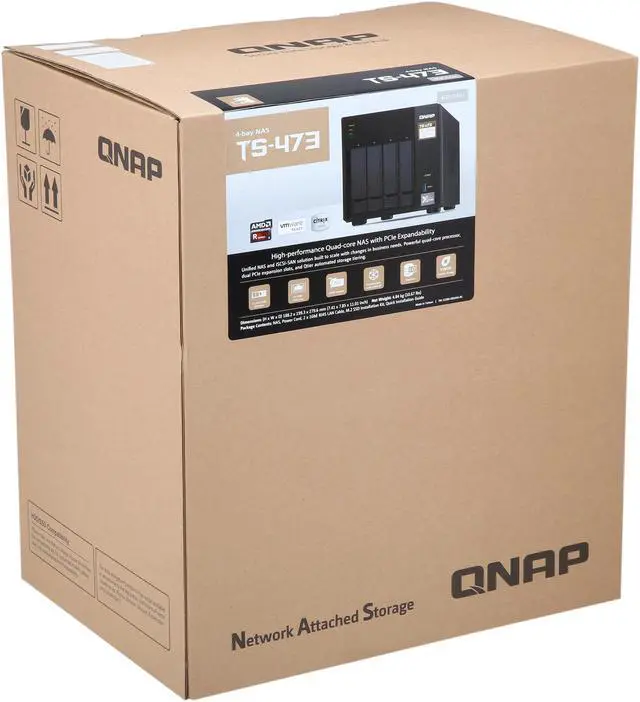 QNAP TS-473-4G-US 4-Bay NAS/iSCSI IP-SAN, AMD R Series Quad-core 2.1GHz, 4GB RAM, 10G-Ready ...