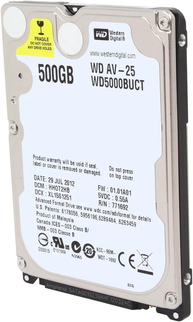 Open Box: Western Digital WD AV-25 WD5000BUCT 500GB 5400 RPM 16MB Cache ...
