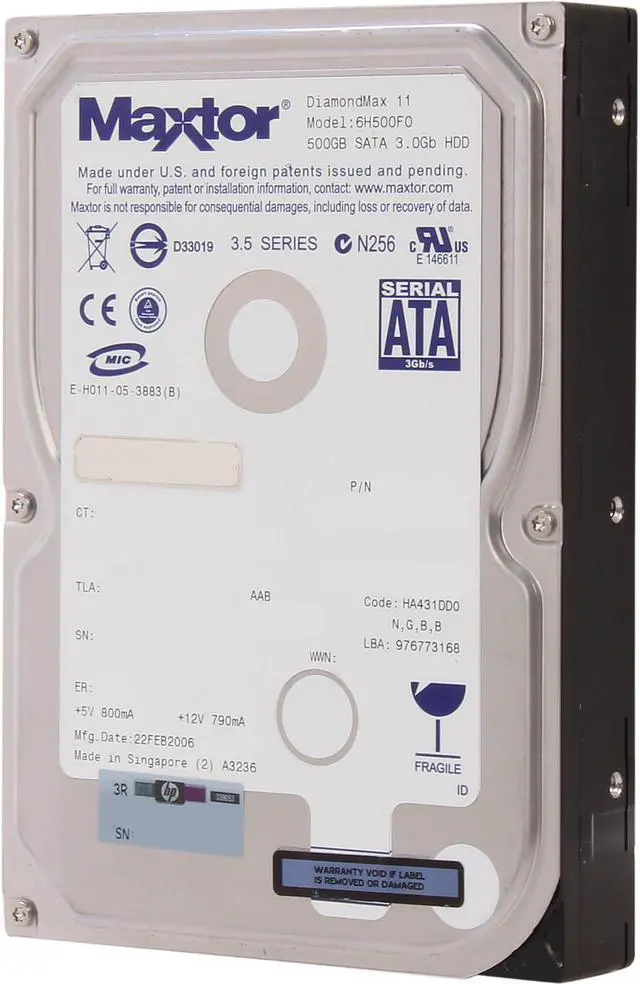 Open Box: Maxtor MXDX6H500F0/P 500GB 7200 RPM 16MB Cache SATA 3.0Gb/s ...