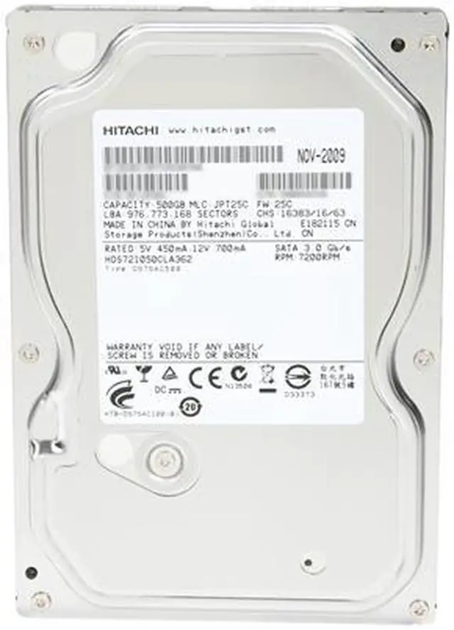 Hitachi GST 0F10381-20PK 500GB 7200 RPM 16MB Cache SATA 3.0Gb/s 3.5 ...