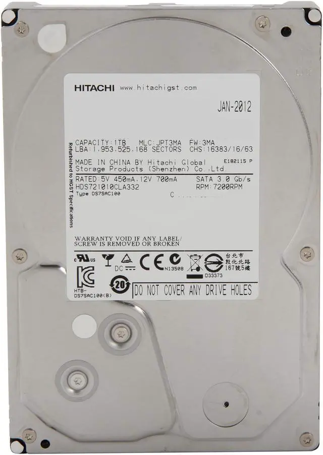 Refurbished: Hitachi GST Deskstar 7K1000.C 0F10383 1TB 7200 RPM 32MB ...