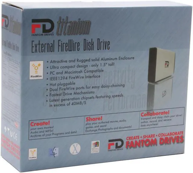 Fantom Drives Titanium 120GB Firewire400 3.5" External Hard Drive ...
