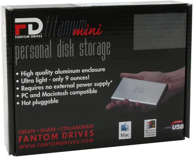 Fantom Drives Titanium Mini 120GB USB 2.0 2.5" External Hard Drive ...