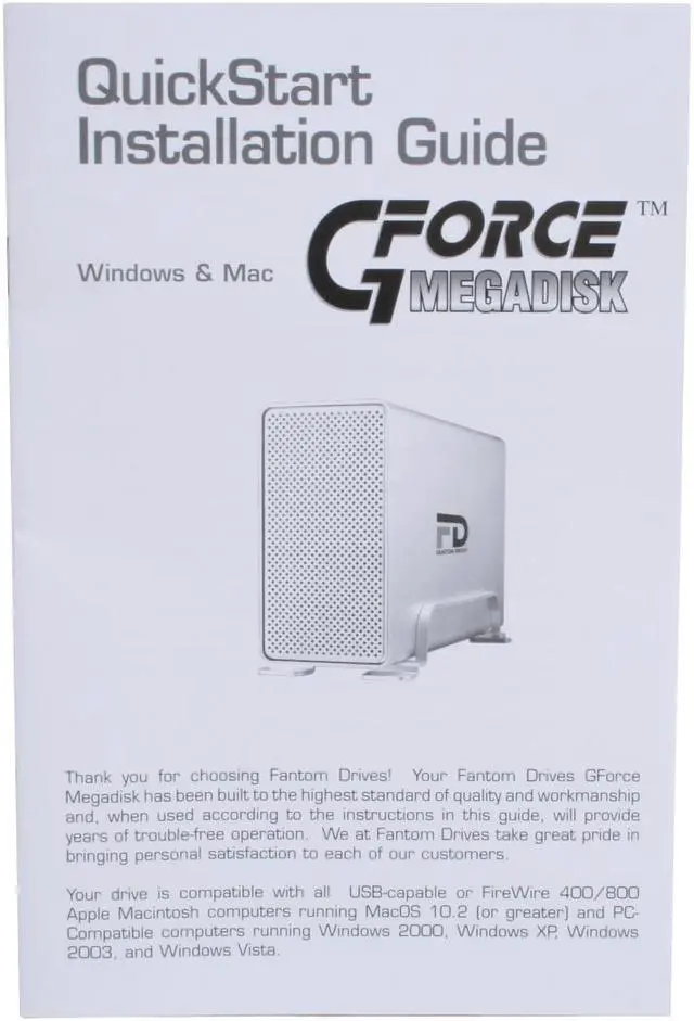 Fantom Drives G-Force MegaDisk 2TB USB 2.0 / Firewire400 / Firewire800 ...