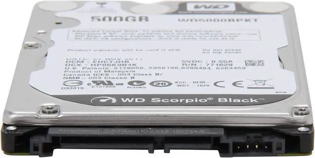 Refurbished: WD Scorpio Black WD5000BPKT 500GB 7200 RPM 16MB Cache SATA 3.0Gb/s 2.5" Internal ...